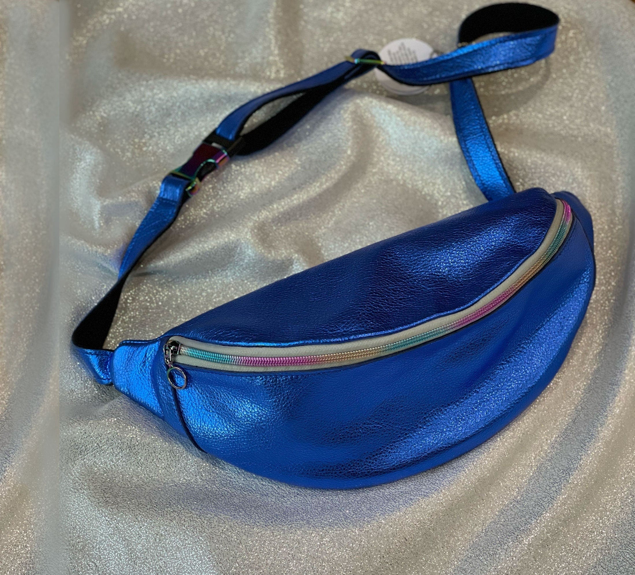 Cobalt Blue Metallic bum bag – PurJus Leather Bags